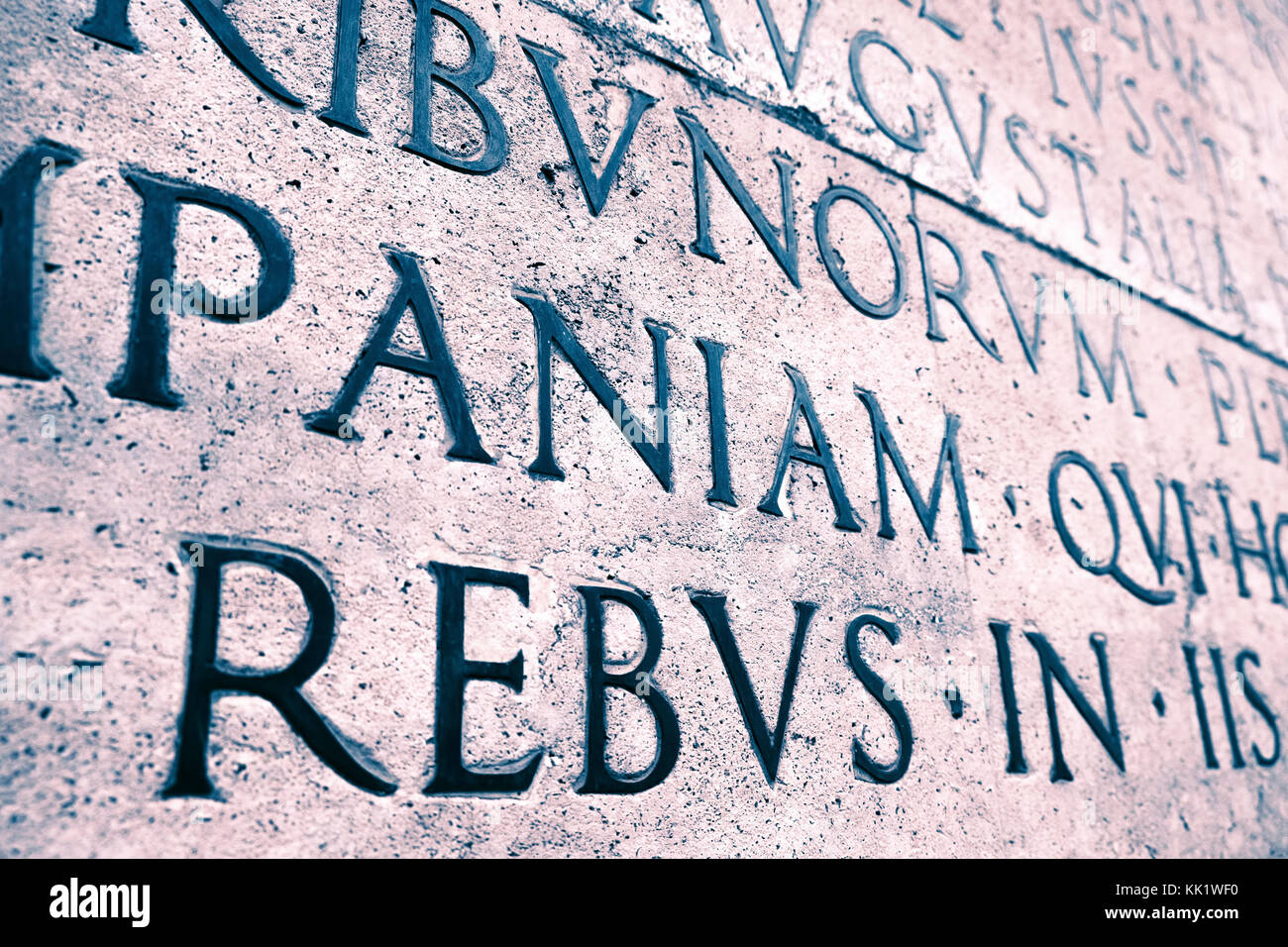 Latin inscription on the outside wall of the peace altar in Rome. Ara ...