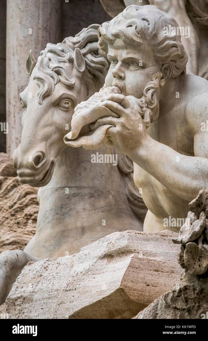 Details of Trevi Fountain statues. The Trevi Fountain is the largest ...