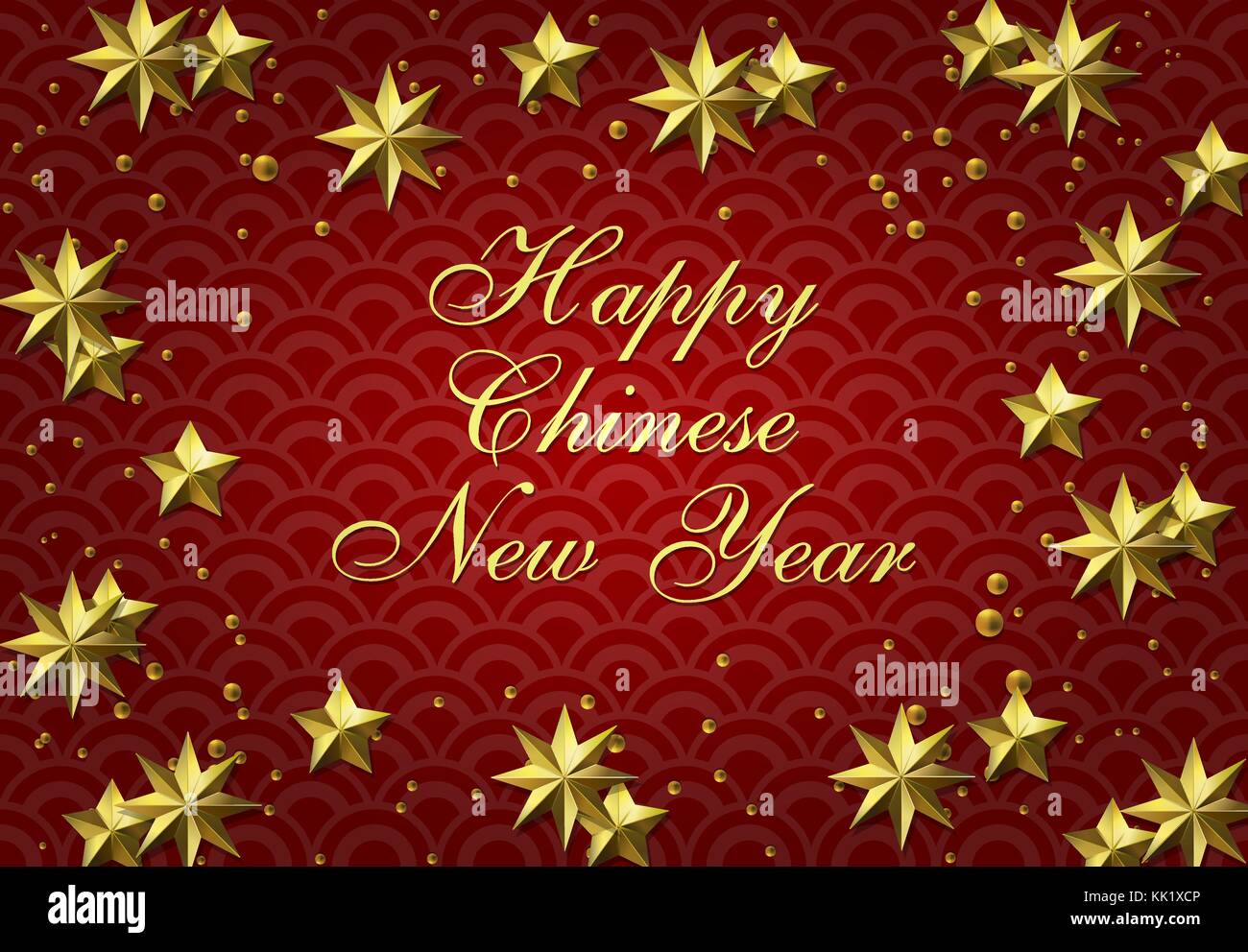 Chinese New Year. Stylized copper, bronze stars on a red background ...