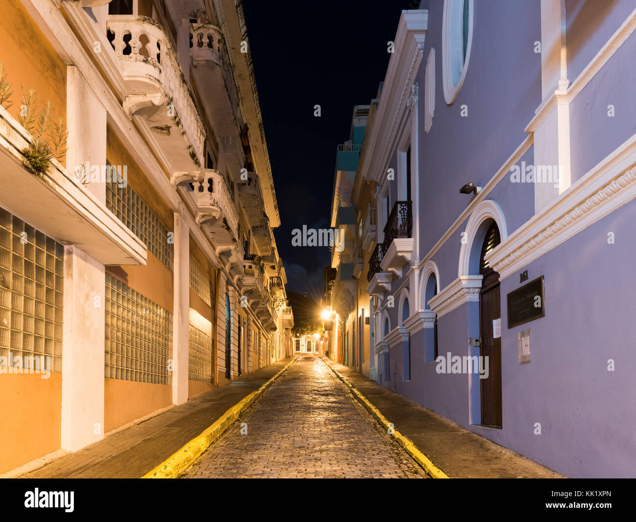 City street in Old San Juan, Puerto Rico at night Stock Photo - Alamy