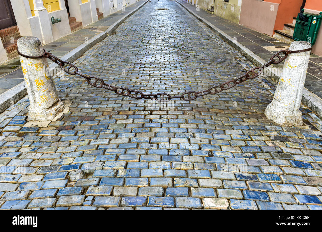 Blue cobblestone streets of San Juan, Puerto Rico Stock Photo - Alamy