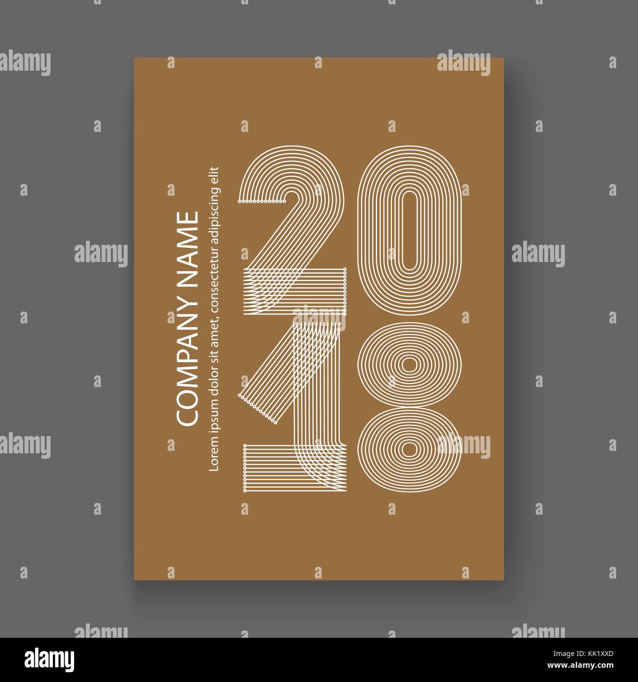Cover Annual Report numbers 2018, modern design white on craft paper ...
