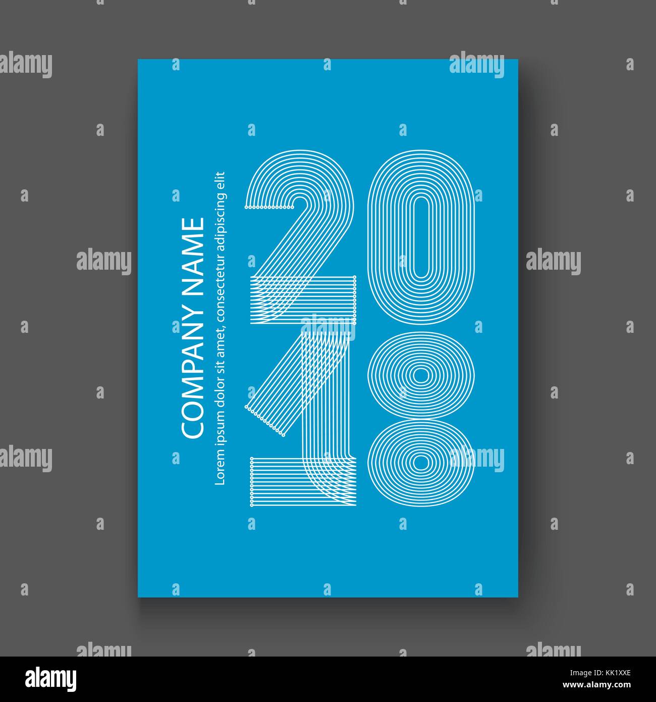 Cover Annual Report numbers 2018, modern design white on blue ...