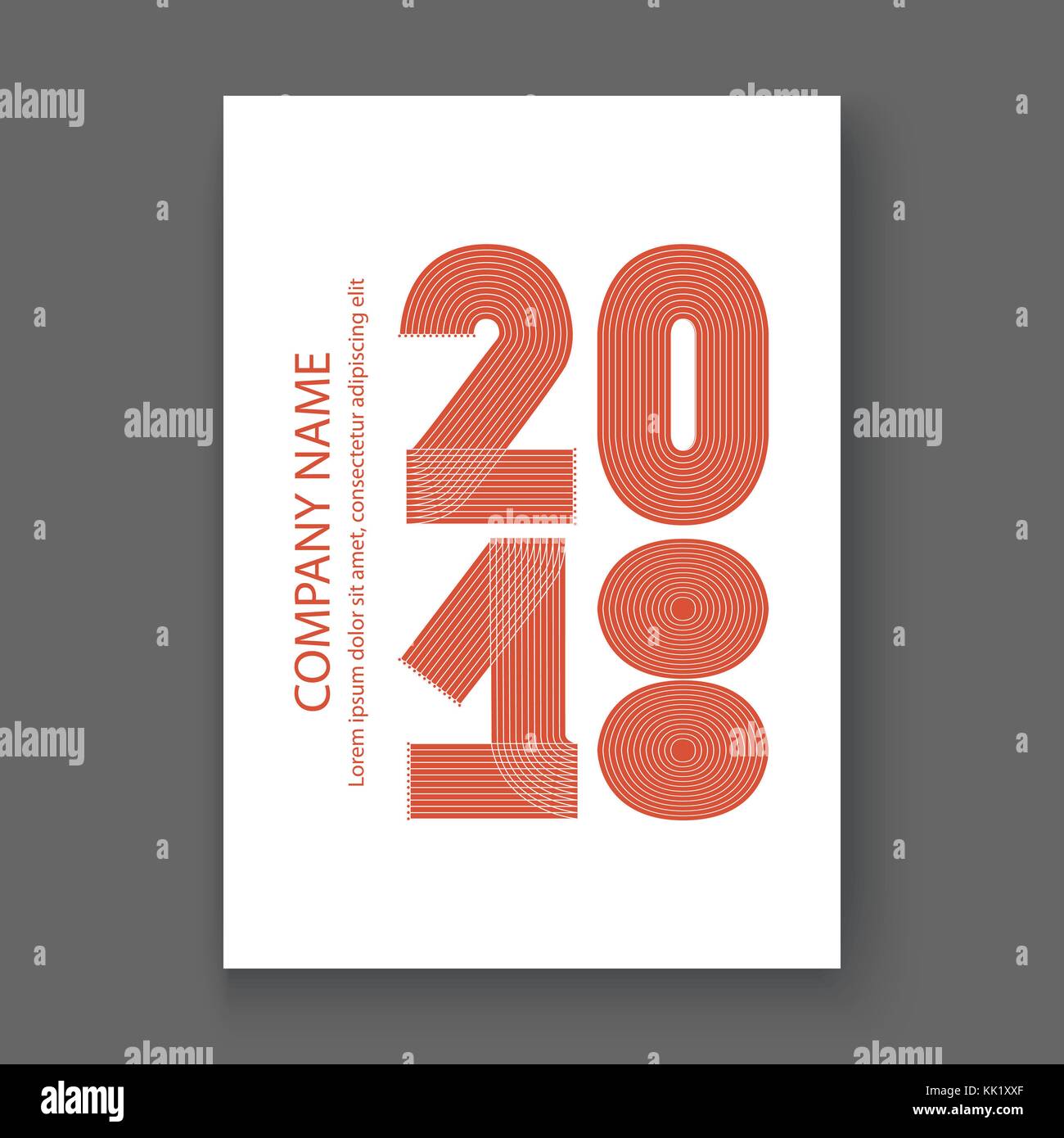Cover Annual Report numbers 2018, modern design red on white background ...