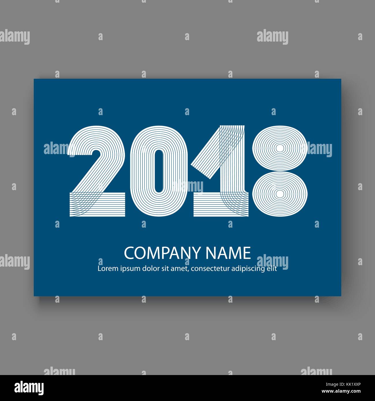 Cover Annual Report numbers 2018, modern design white on blue ...