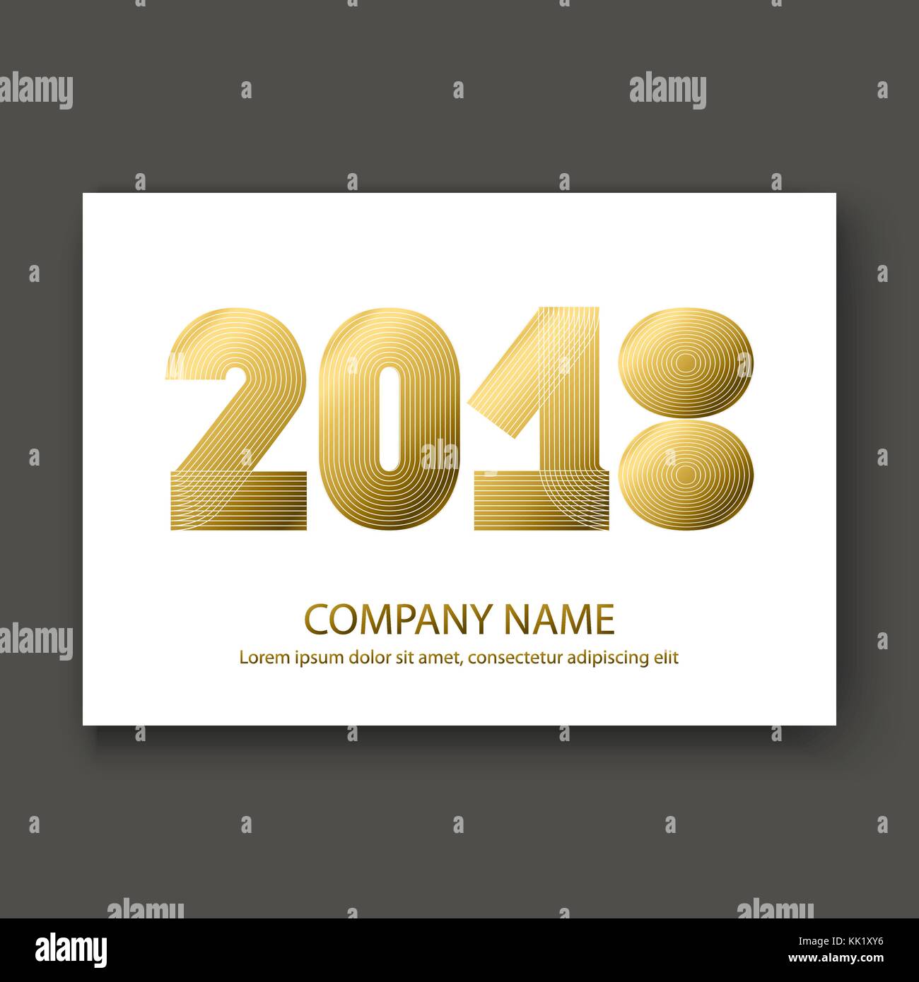 Cover Annual Report numbers 2018, modern design gold on white ...