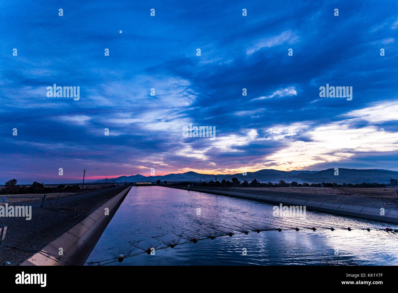 The California Aqueduct near Gustine California at sunset in November ...