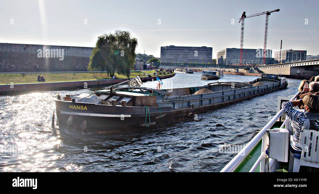 Spree river, water transport, ships, Berlin Stock Photo - Alamy