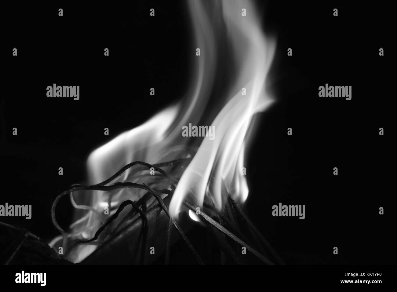 Bright orange fire flames burning Black and White Stock Photos & Images ...