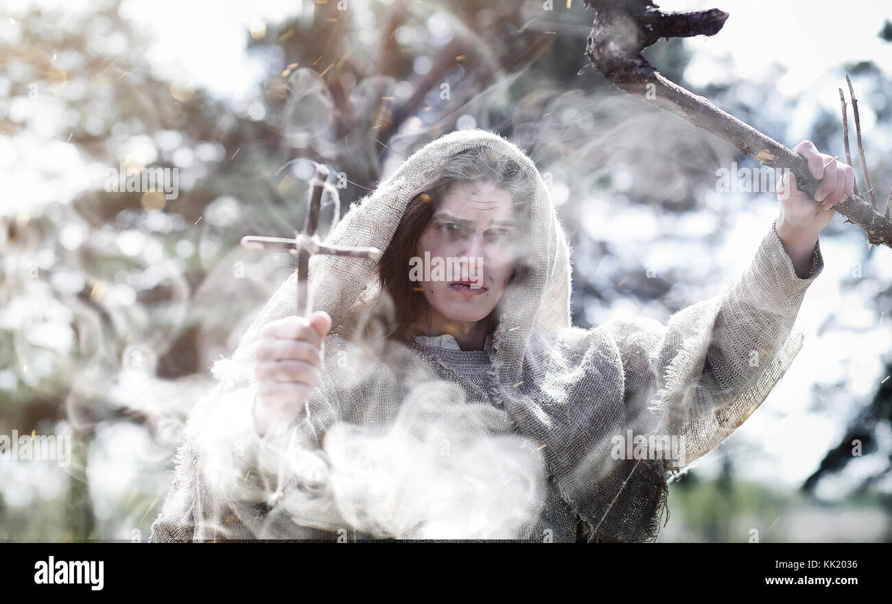 Fairy magician. A sorcerer with a glass sphere, a magical spell Stock ...