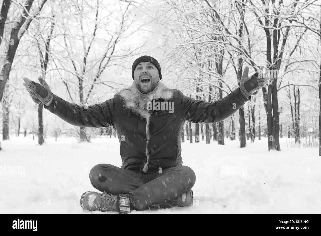 A man in winter clothes on the street Stock Photo - Alamy