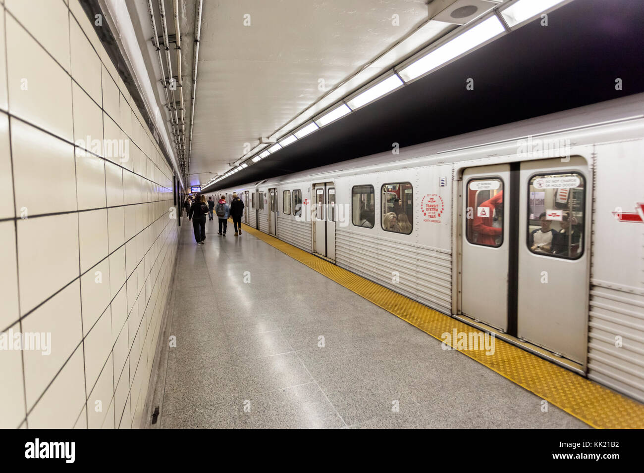 Toronto, Canada - Oct 17, 2017: Subway train at a underground station ...