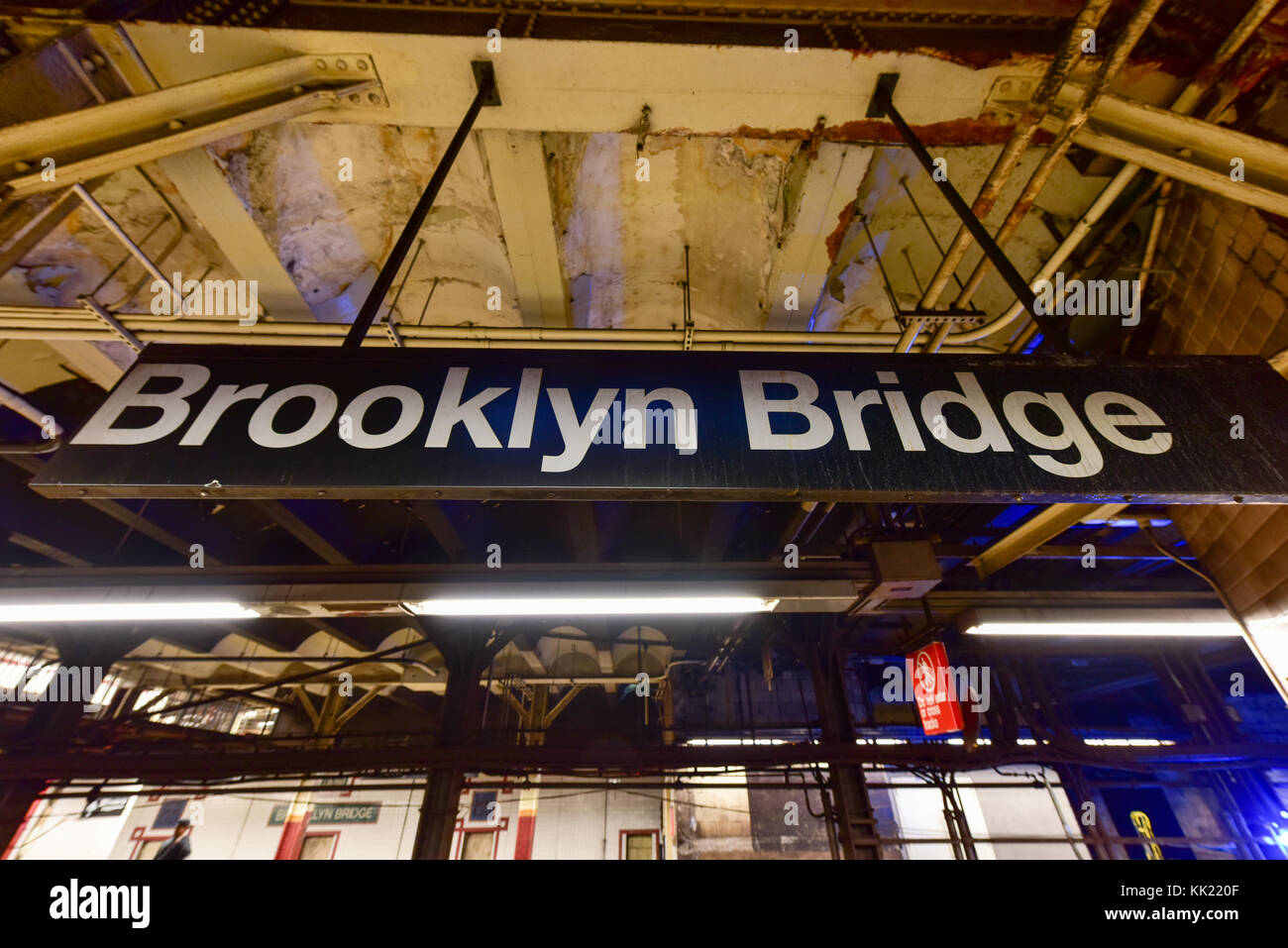 New York, USA - January 30, 2016: Brooklyn Bridge subway station in ...