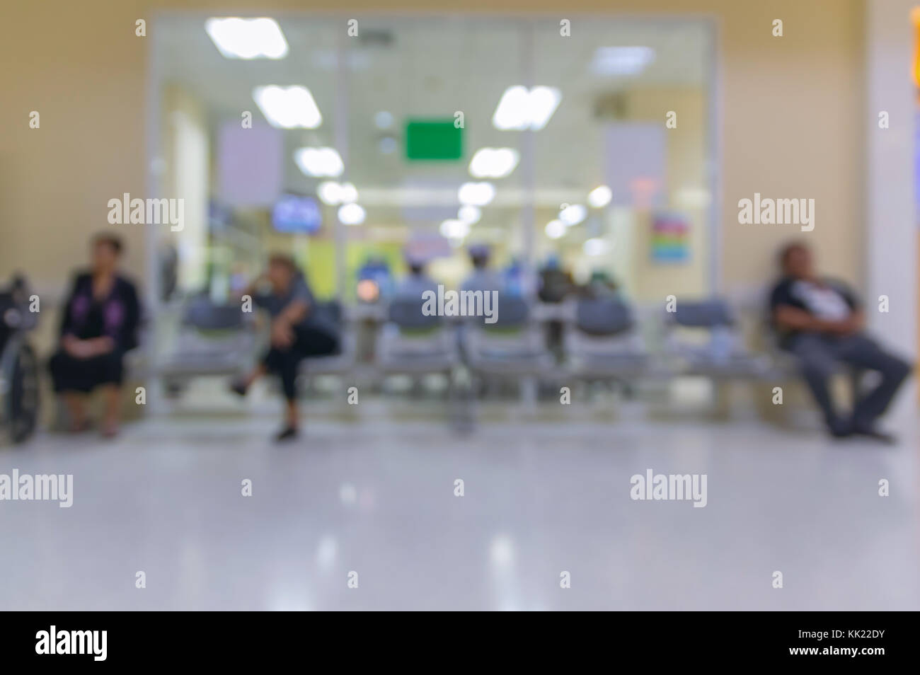 Abstract photo blurred of hospital background, Patient sitting chair ...