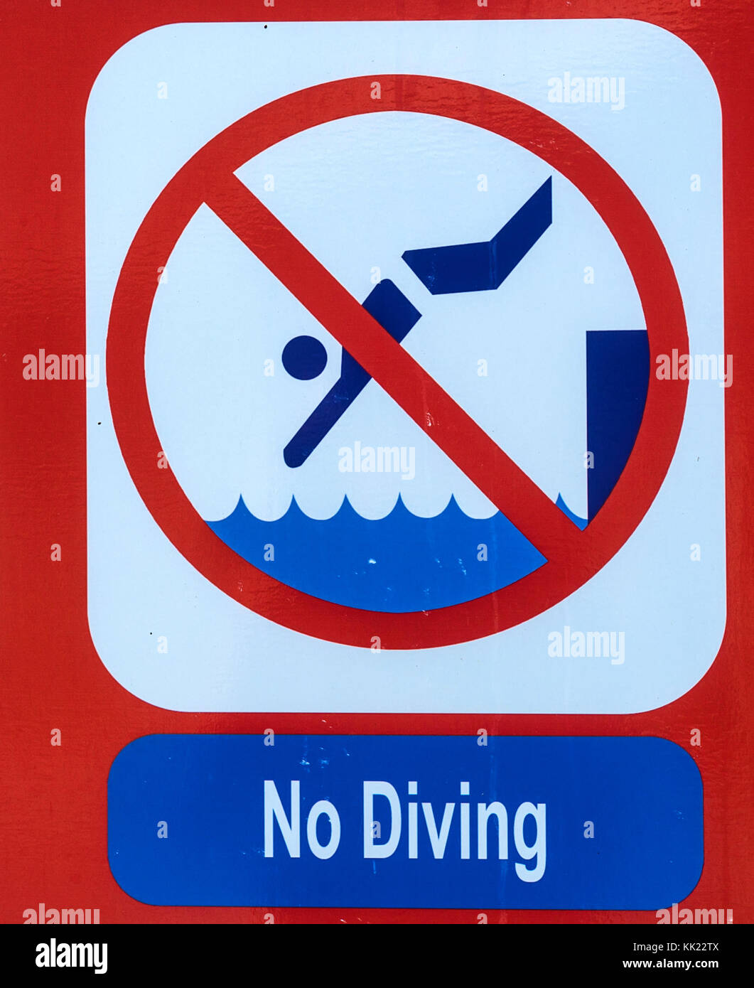 Close up no diving sign Stock Photo - Alamy