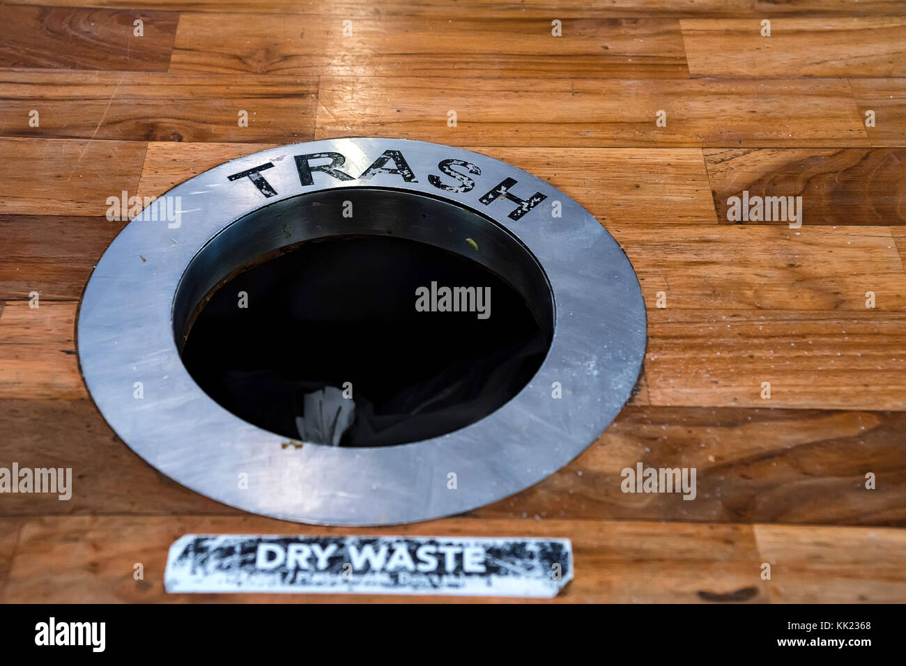 Close up round hole in garbage bin Stock Photo - Alamy