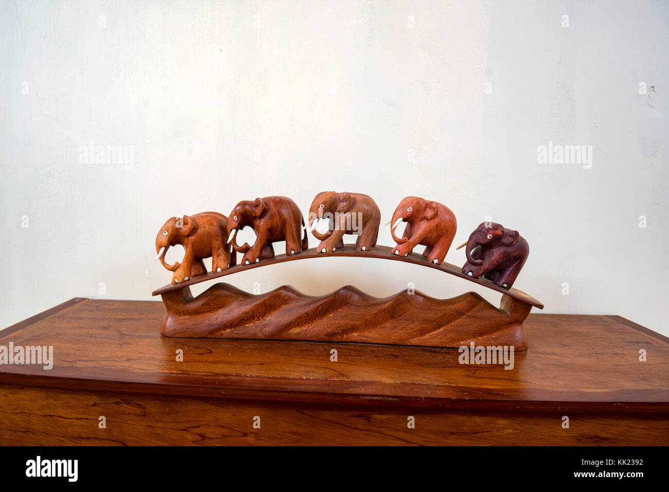 Wooden interior decoration of elephants Stock Photo - Alamy