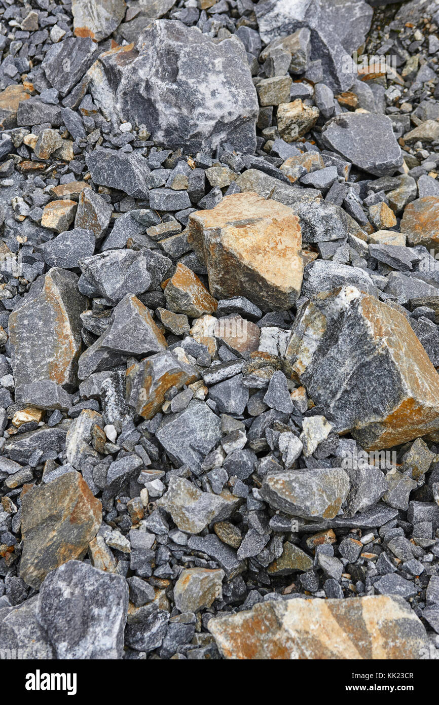 Quarry mineral factory with gravel and stone wall. Excavation industry ...