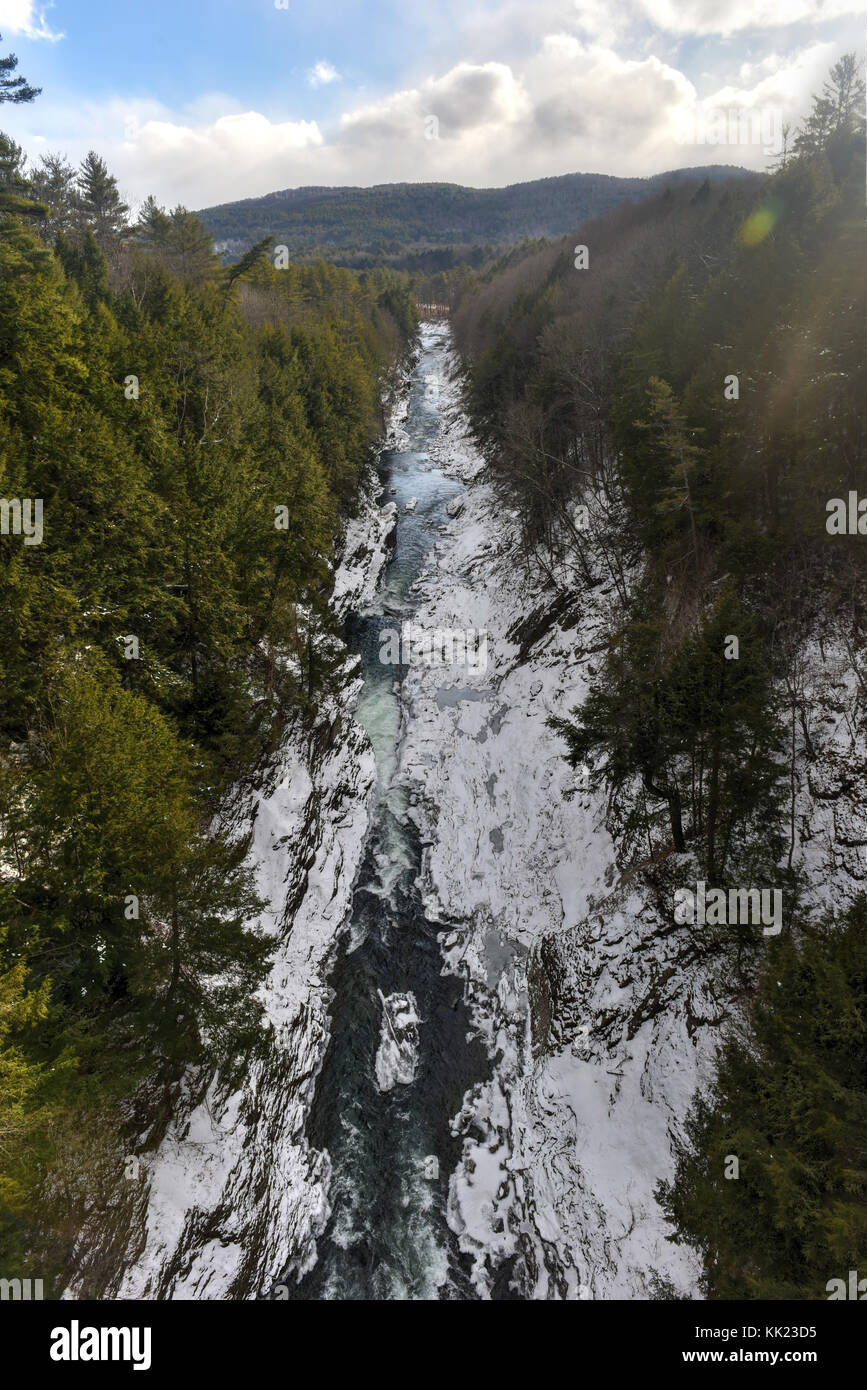 Quechee Gorge and River in Vermont during the winter Stock Photo - Alamy