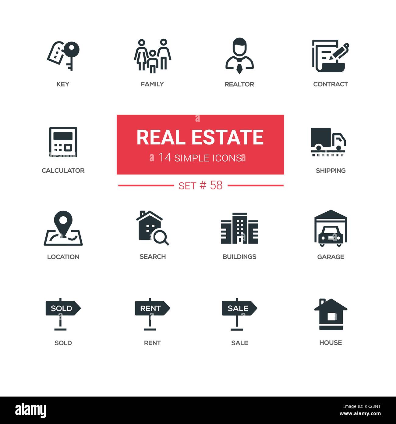 Business concept, real estate - line design icons set Stock Vector ...