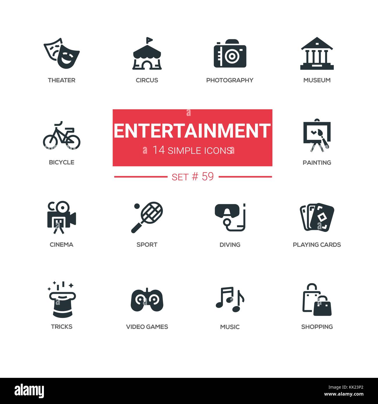 Entertainment - line design icons set Stock Vector Image & Art - Alamy