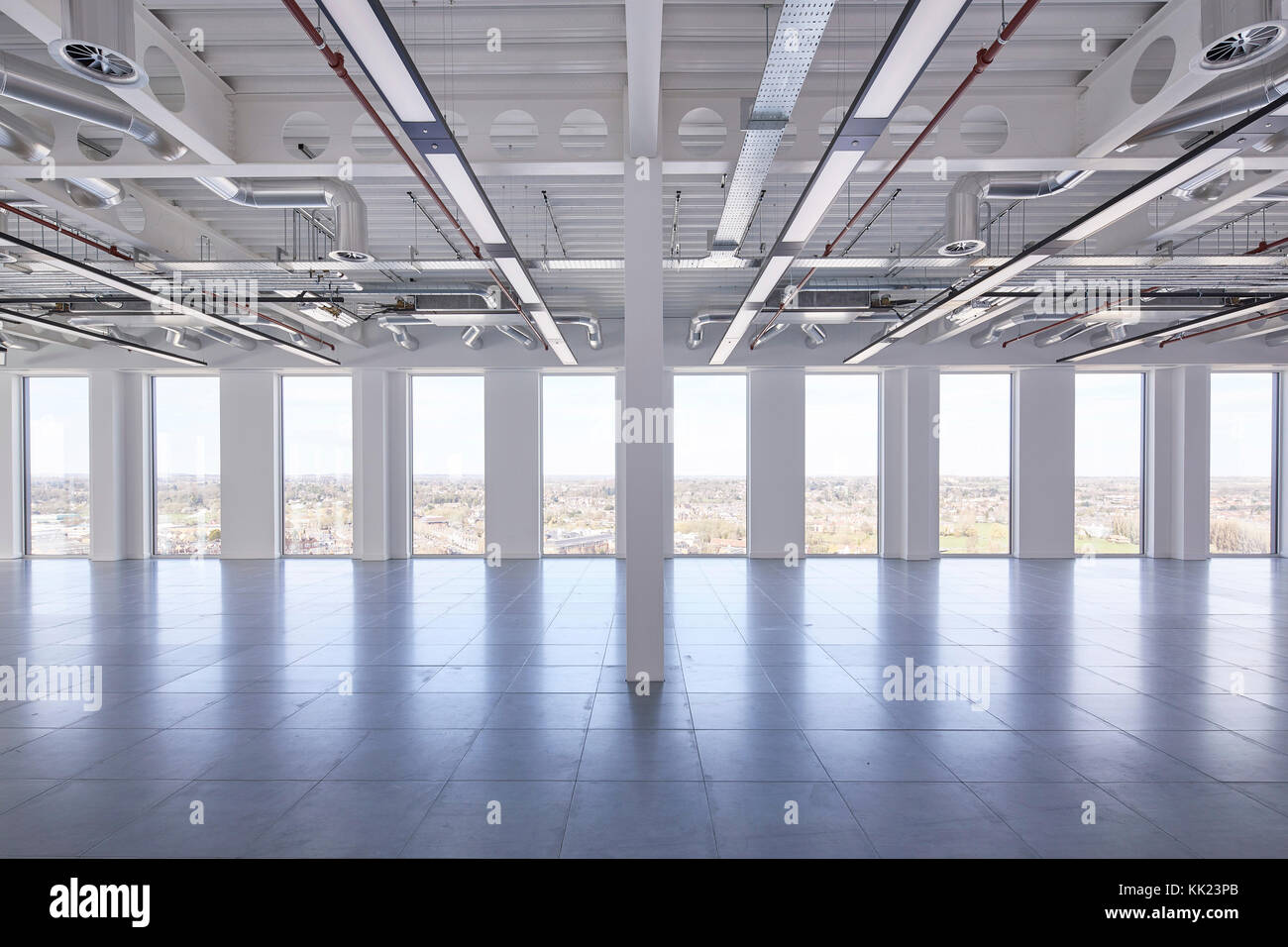 Unfurnished floor plate with view over city. Thames Tower, Reading ...