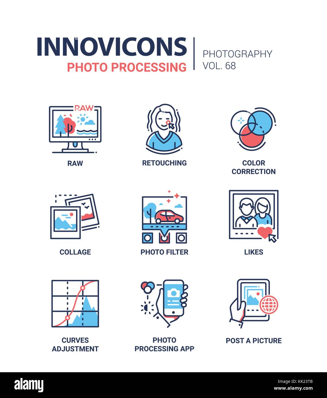 Photo processing - line design icons set Stock Vector Image & Art - Alamy