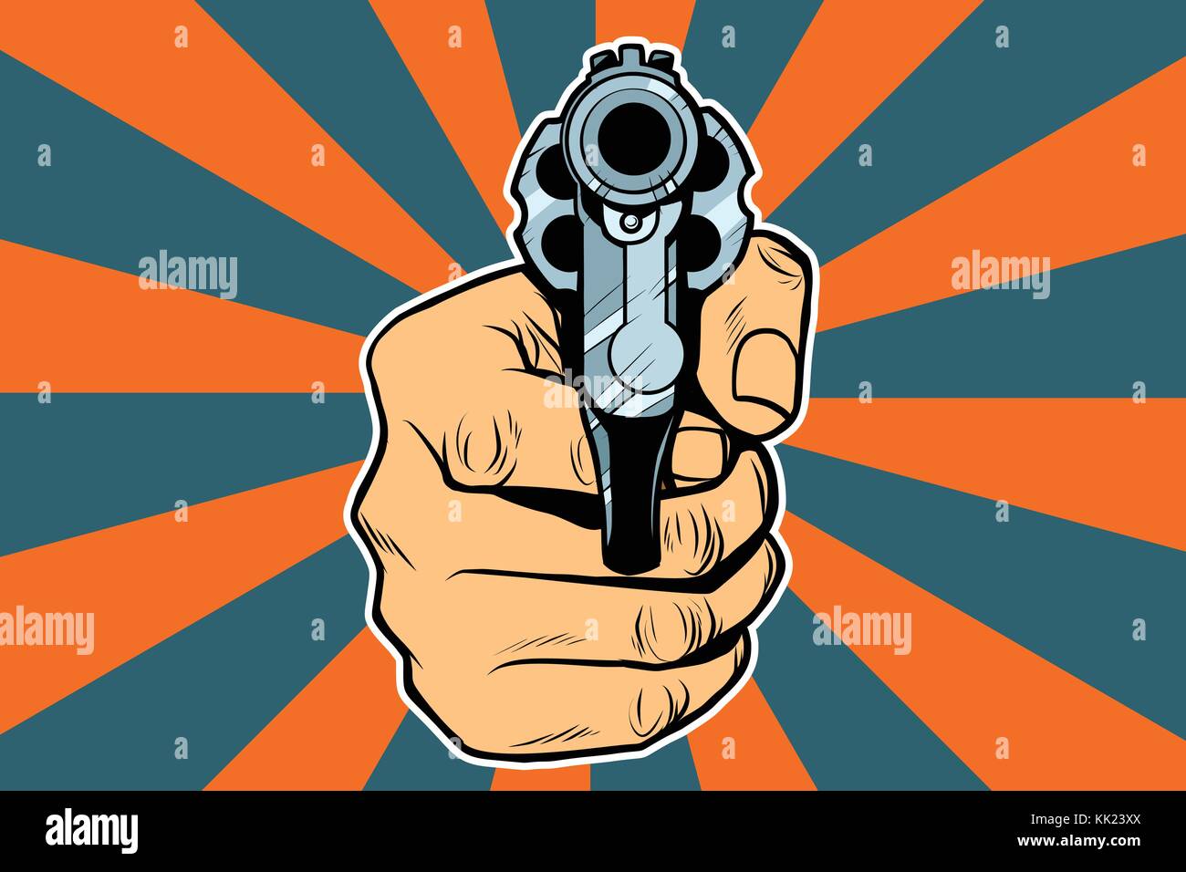 revolver in hand. Pop art retro vector illustration Stock Vector Image ...