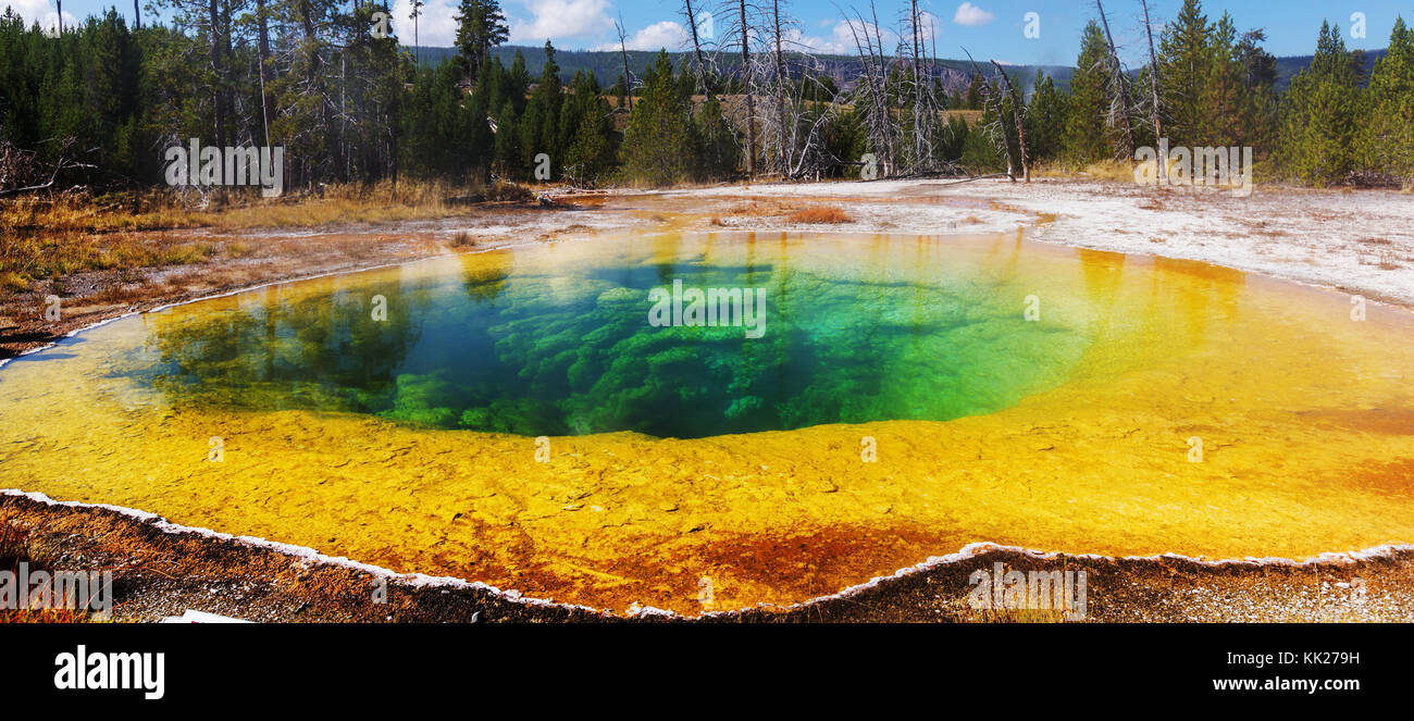 Colorful Morning Glory Pool - famous hot spring in the Yellowstone ...
