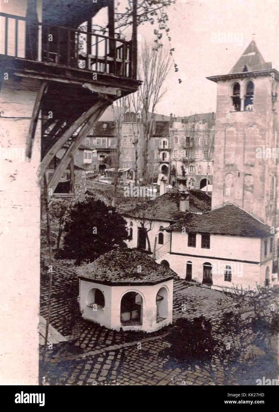 A photograph of the Vatopedi Monastery, located on Mount Athos in ...