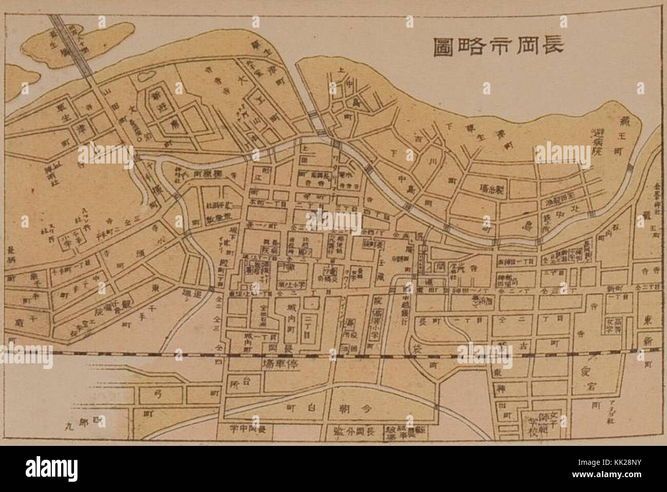 Brief map of Nagaoka in 1910 Stock Photo - Alamy
