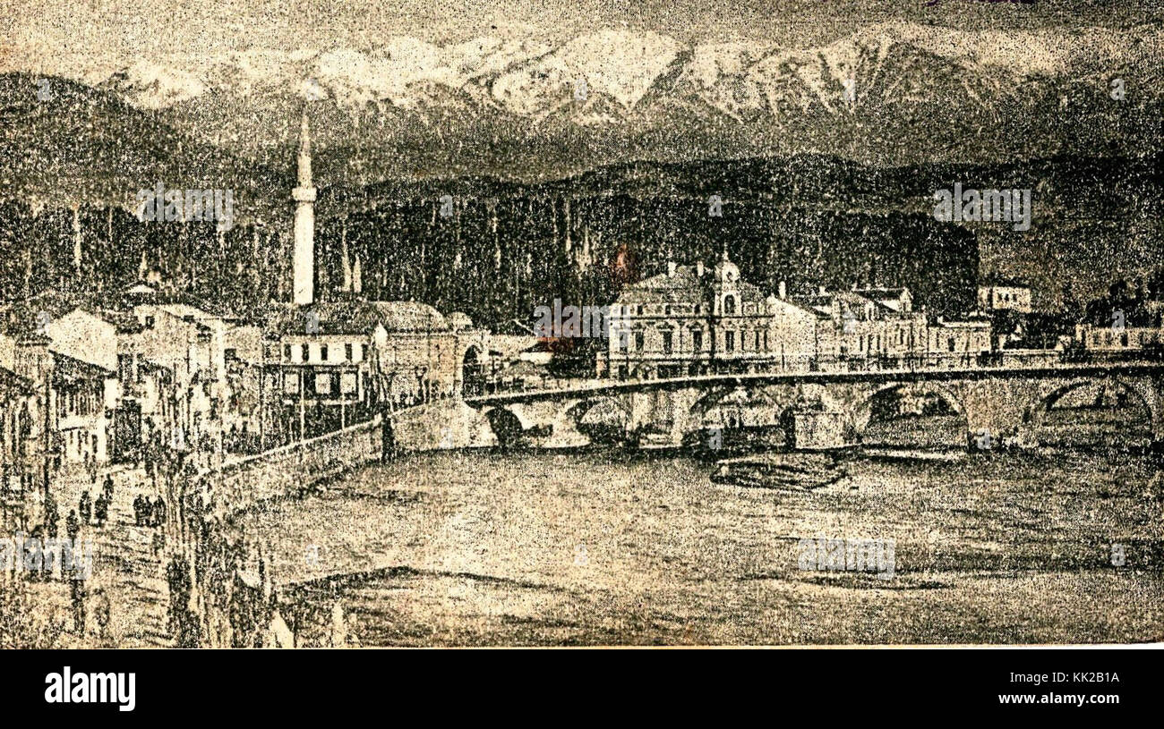 Skopje na razglednica od 1912 godina Stock Photo - Alamy