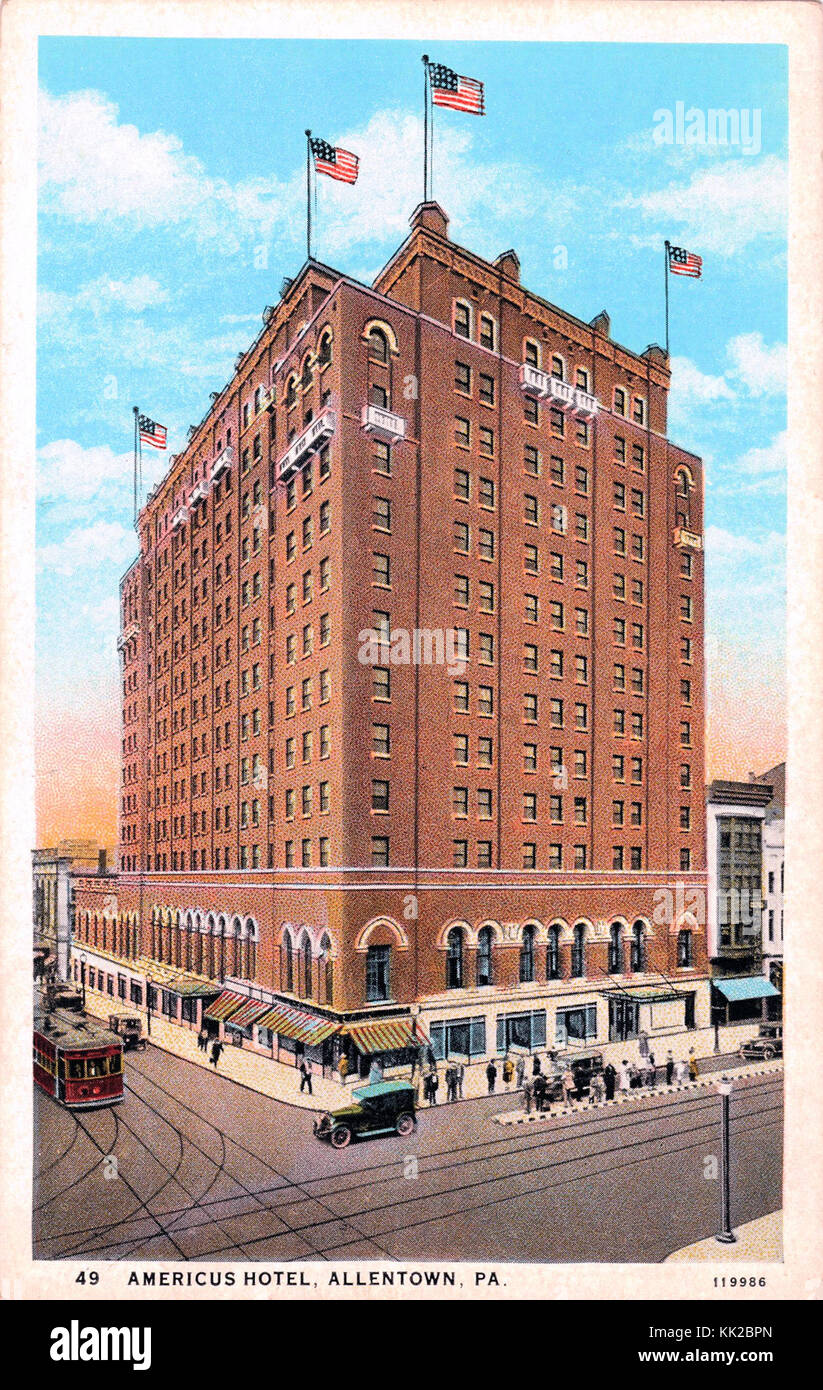 1929 Americus Hotel Allentown PA Stock Photo - Alamy