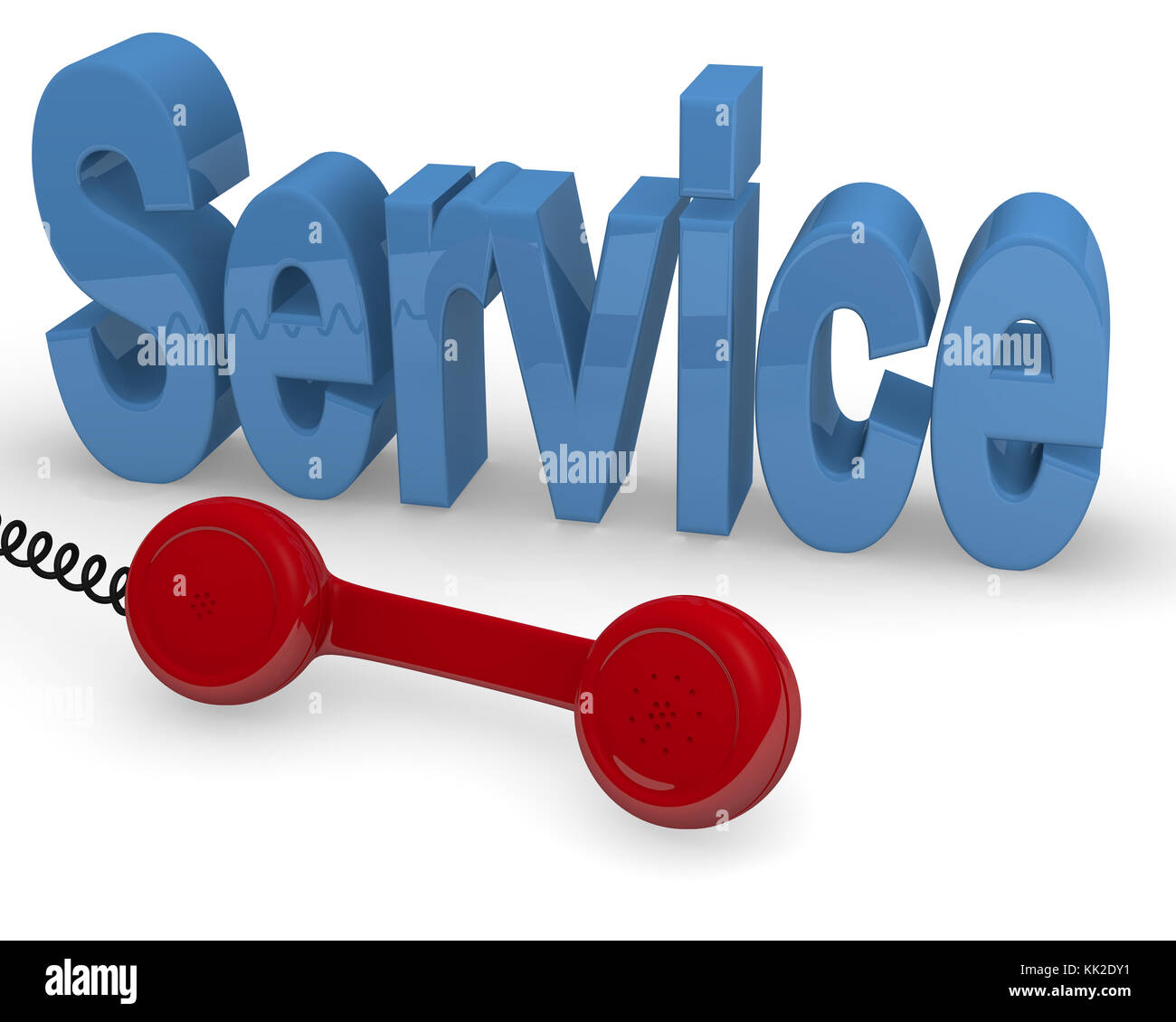 Small red phone with the big word Service, service concept 3d rendering ...