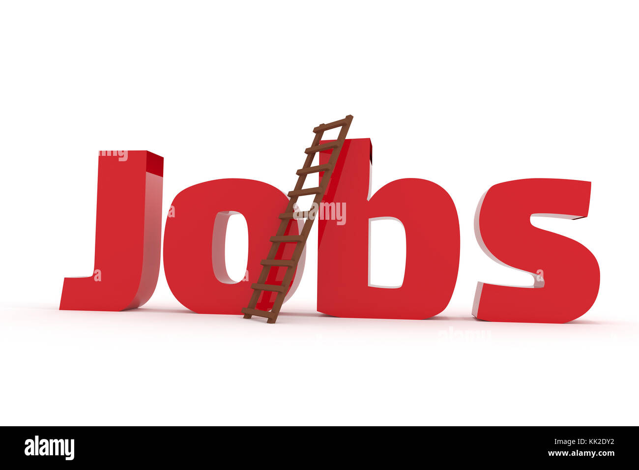 The word jobs with a ladder on a white background, business concept ...