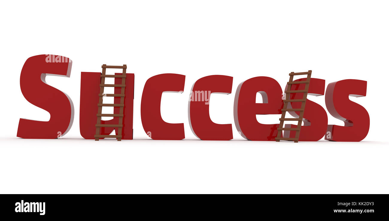 The word success with two ladders on a white background, business ...