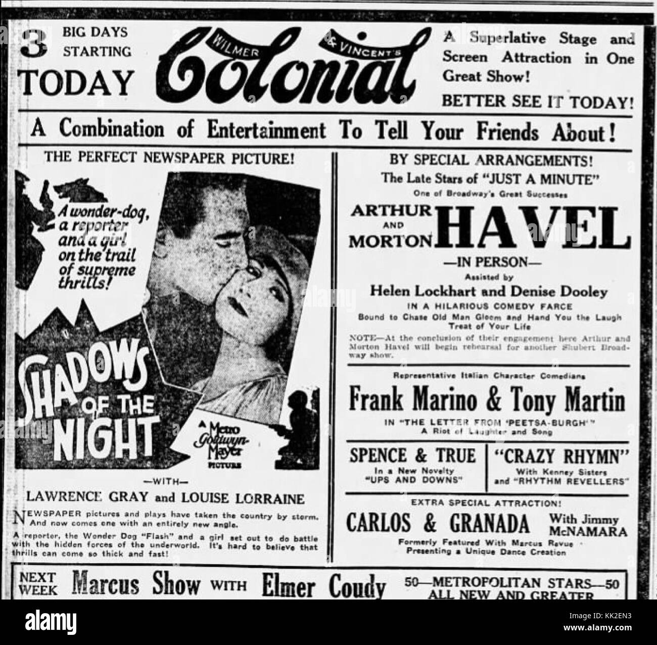 This advertisement from the *Colonial Theater* in Allentown, PA, from ...