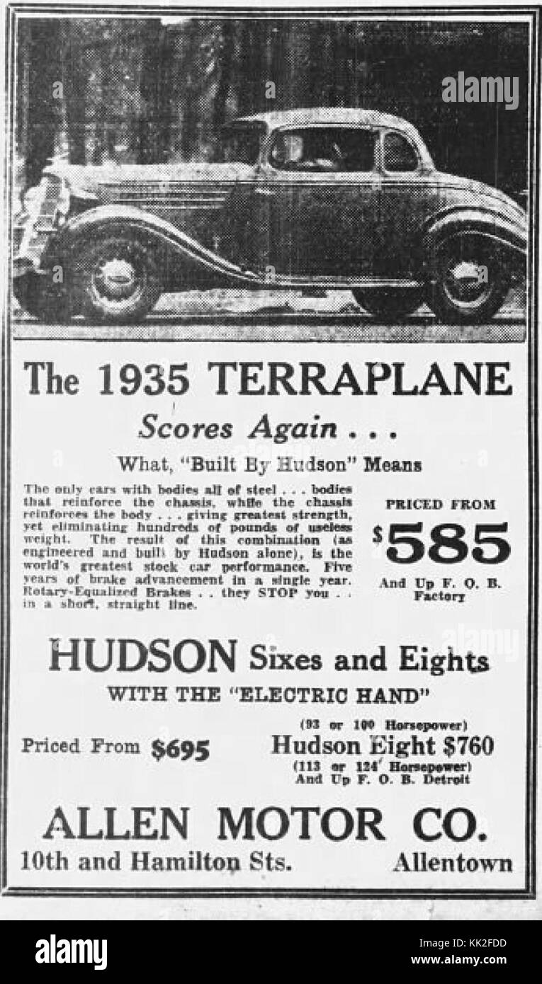1935 Allen Motor Company 31 Jan MC Allentown PA Stock Photo - Alamy