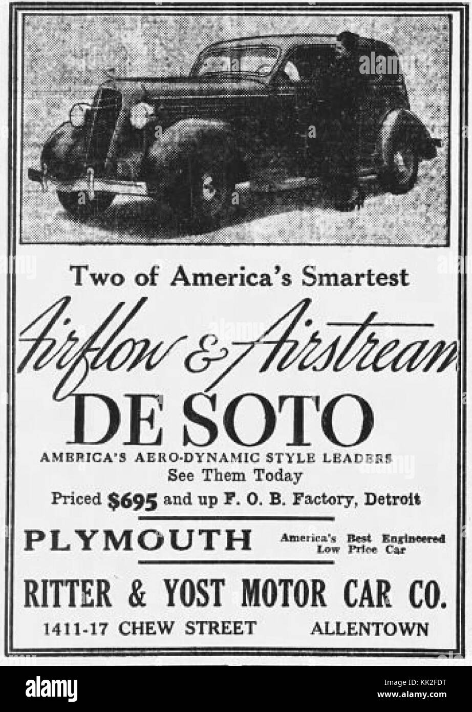 1935 Ritter & Yost Motor Car Company 31 Jan MC Allentown PA Stock Photo ... 1935 Ritter & Yost Motor Car Company 31 Jan MC Allentown PA Stock Photo ...