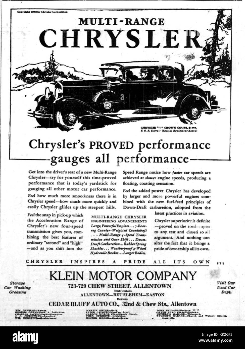 1930 Cedar Bluff Auto Company Klein Motor Company 26 Feb MC Allentown ...