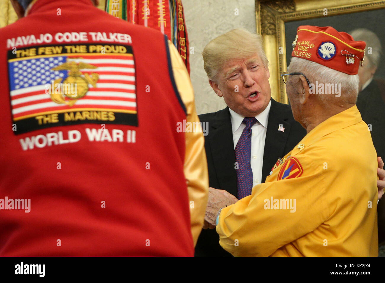 United States President Donald J. Trump greets members of the Native ...