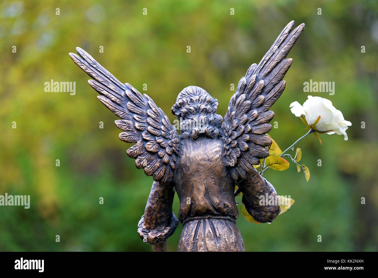 The sculpture of an angel, Germany, city of Göttingen, 15. November ...
