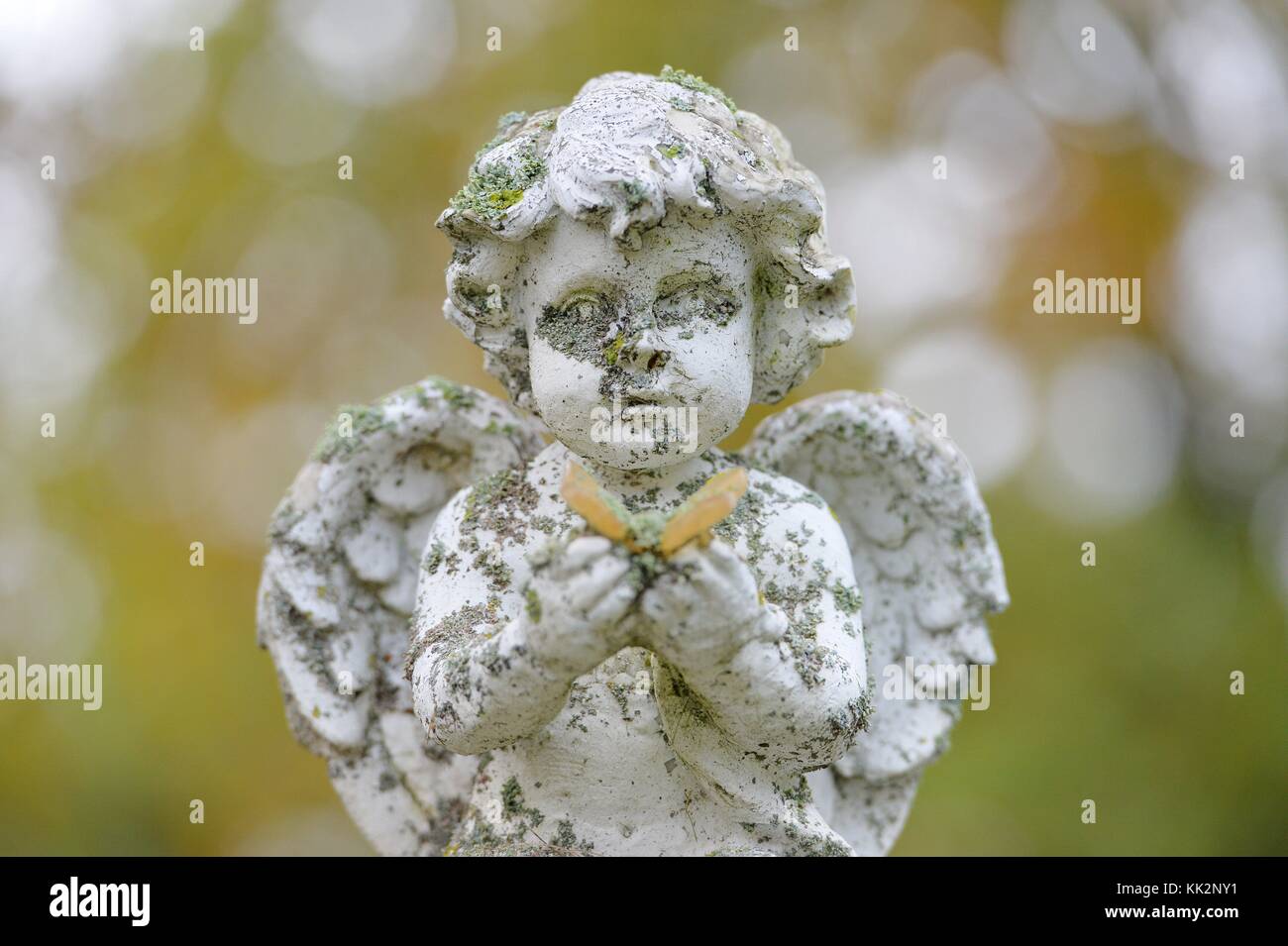 The sculpture of an angel, Germany, city of Göttingen, 15. November ...