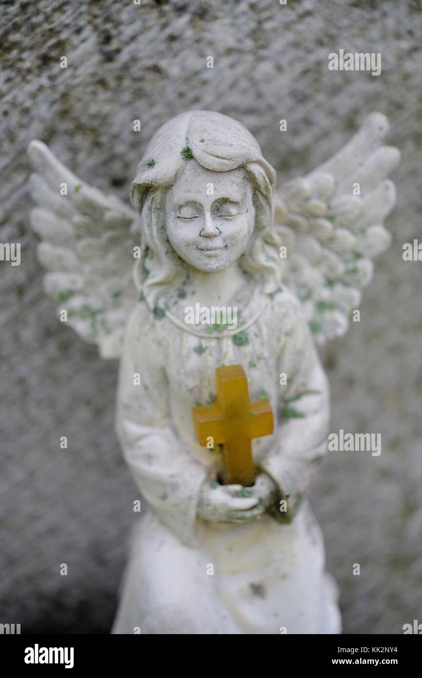The sculpture of an angel, Germany, city of Göttingen, 15. November ...
