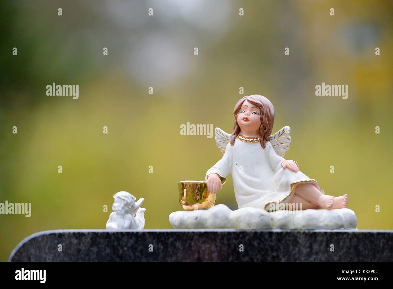 The sculpture of an angel, Germany, city of Göttingen, 15. November ...