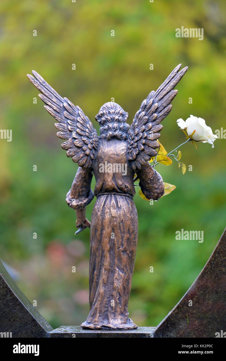 The sculpture of an angel, Germany, city of Göttingen, 15. November ...