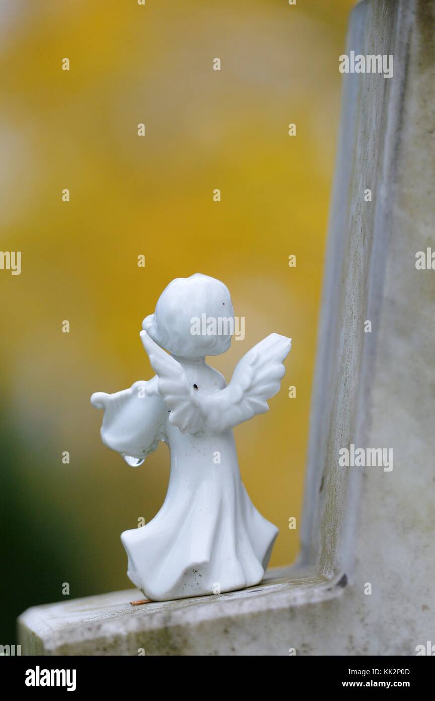 The sculpture of an angel, Germany, city of Göttingen, 15. November ...