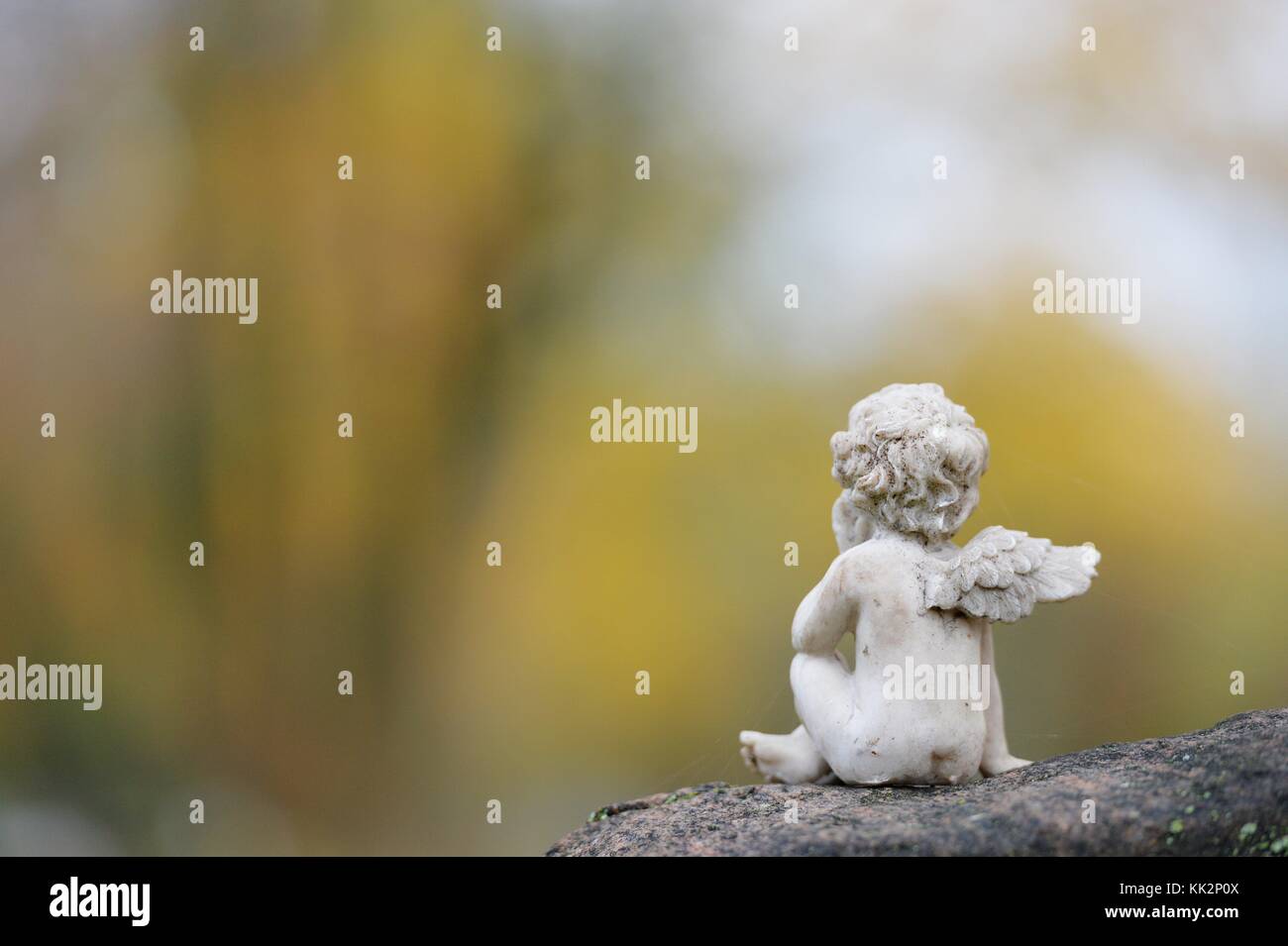 The sculpture of an angel, Germany, city of Göttingen, 15. November ...
