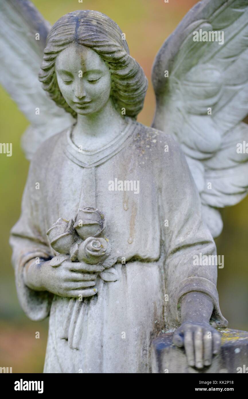 The sculpture of an angel, Germany, city of Göttingen, 15. November ...