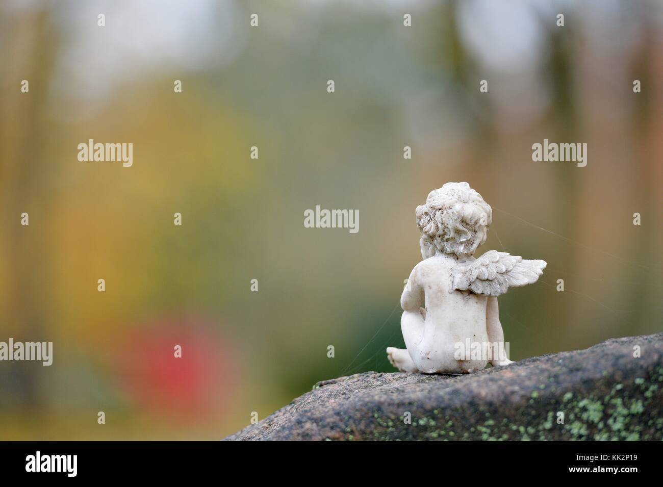 The sculpture of an angel, Germany, city of Göttingen, 15. November ...